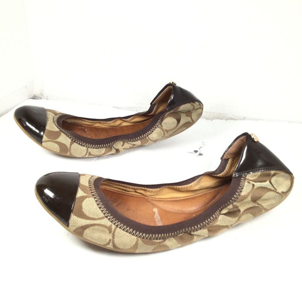 Coach Wanda Women Flats Ballet Shoes Signature Brown … - Gem